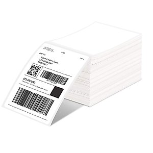 Phomemo 4x6 Thermal Label Printer Paper - 500 PCS White 4"x6" Fan-Fold Labels Shipping Supplies Labels - Water/Oilproof Label Stickers - Permanent Adhesive Thermal Shipping Label for Shipping Packages