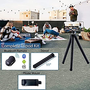 Fugetek Flexible Phone Camera Tripod Stand Holder, with Bluetooth Remote, Compact, Adjustable Legs, Durable Design, Waterproof, GoPro, iPhone XR/XS Max, XS/X, Android Samsung Galaxy, (Black)