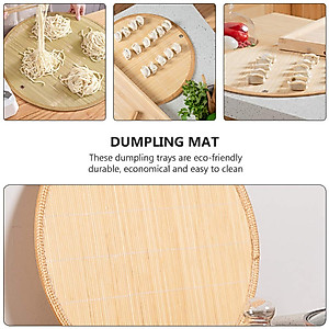 HEMOTON 1 Set 2Pcs Bamboo Dumpling Tray Handmade Chinese Dumplings Mat Insulation Mat Steamer Basket Baking Mat for Baking Dumpling Dough Pastry Cookie Wontons (Khaki)