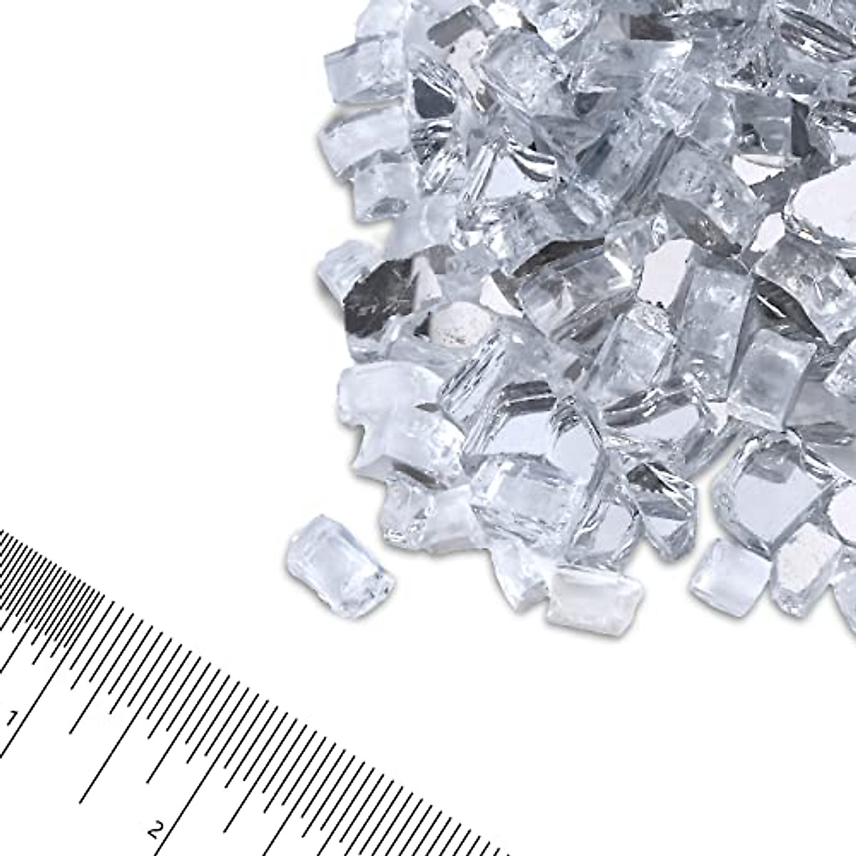 GasSaf 1/2 Inch Fire Glass Reflective Tempered Fireglass Cut Crushed FireGlass for Fire Pit, Fireplace and fire Pit Table (20 Pound)(Crystal Ice Reflective)