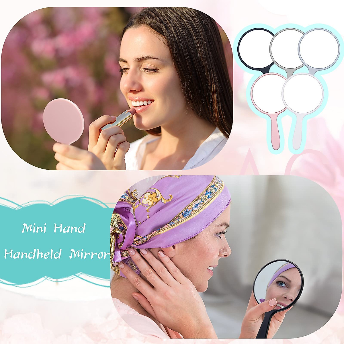 100 Pieces Handheld Mirror Small Hand Mirror with Handle Plastic Travel Makeup Cosmetic Handheld Mirrors Compact Portable Vanity Mirror 3.94 x 2.16 Inch for Women Men Girls Kids Daily DIY Use