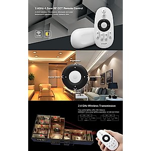 LGIDTECH FUT007 Mi.Light CCT WW+CW 4-Zone Remote Controller (Battery Not Included) for Milight/Miboxer Color Temperature Adjustable LED Lamps and LED Strip Light Controller FUT035 FUT036
