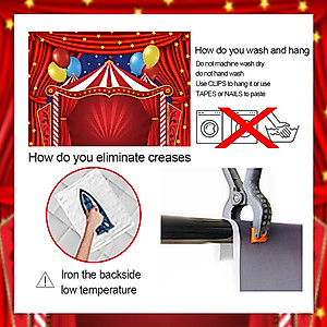 Cenven Red Circus Carnival Backdrop Curtain Stars Birthday Party Photography Background Newborn Baby Shower Birthday Cake Table Decorations 7x5FT, 7x5FT(width 210cm x Height 150cm)
