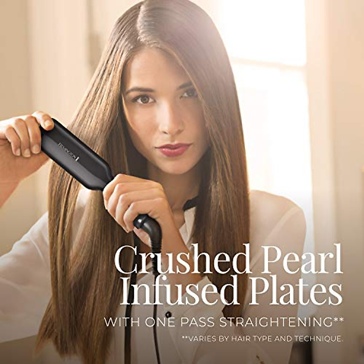 Remington S9520 Pro 2" Pearl Ceramic Flat Iron, Hair Straightener, Digital Controls + 9 Heat Settings, Black/Pink