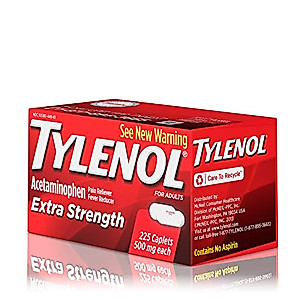 Tylenol Extra Strength Caplets with 500 mg Acetaminophen, Pain Reliever & Fever Reducer, For Headache, Backache & Menstrual Pain Relief, 225 ct
