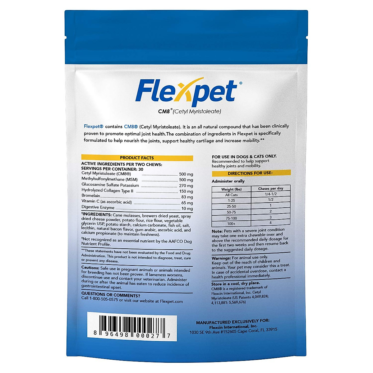 Flexpet Maximum Strength Soft Chews – All-Natural Pain Reliever for Dogs with Glucosamine and Cetyl Myristoleate (CM8), Hip and Joint Supplement, Anti-Inflammatory: Three Pack - 180 Soft Chews