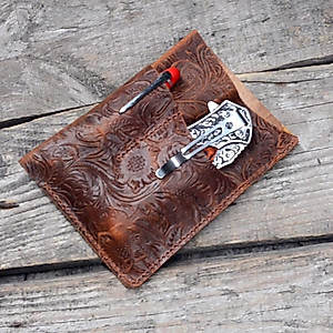JJNUSA Leather EDC Pocket Organizer with 4 Pouch Men Handmade Sheath Knife Holster Pouch Wallet Multitool Sheath for Notebook Field Notes