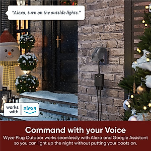 Wyze Plug Outdoor, Dual Outlets Energy Monitoring, IP64, 2.4GHz WiFi Smart Plug, Works with Alexa, Google Assistant, IFTTT, No Hub Required, Black – A Certified for Humans Device