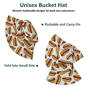 Hot Dog Bucket Hat Packable Sun Hats Fisherman Outdoor Summer Beach Caps for Men Women