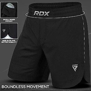 RDX MMA Shorts for Training & Kickboxing – Fighting Shorts for Martial Arts, Cage Fight, Muay Thai, BJJ, Boxing, Grappling Black