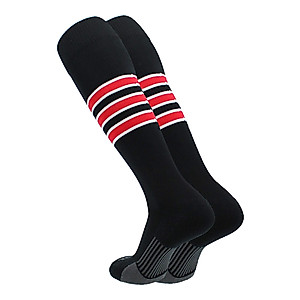 TCK Performance Baseball/Softball Socks (Black/White/Scarlet, Small)