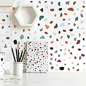 Terrazzo Wall Decals Irregular Stones Wall Sticker Multicolor Polka Dot Wall Stickers Modern Geometric Abstract Wall Decals Living Room Nursery Bedroom Decor