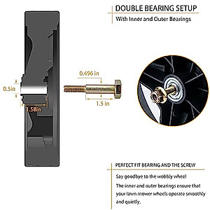 12-Inch Lawn Mower Wheels (2-pack) Fits Most Standard push Lawn Mowers, Inner and outer bearing structure - Includes Bolts, Nuts. (Also available in 6-in, 7-in, 8-in, 10-in and 14-in wheels)