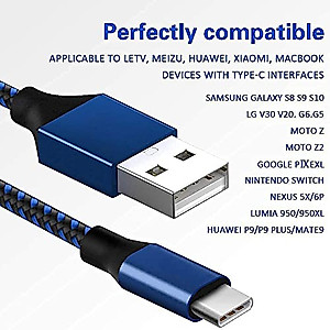 USB C Cable 5Pack (3/3/6/6/10 FT) USB-C to USB-A Fast Type C Charger Compatible with Samsung Galaxy A10e A20 A50 A51 A71, S20 S10 S9 S8 Plus S10E, Note 20 10 9 8, Moto G7 G8