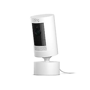 Ring Stick Up Cam Plug-in with Pan-Tilt, White (Power adapter and camera included)