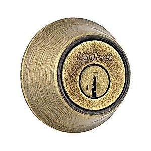 Kwikset F62 CAM 620 Acc LH Double Cylfeat SMT Inder Deadbolt Feat SMT in Antique Brass 6655SMT