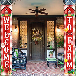 Farm Animal Porch Banner, Barnyard Party Decorations, Farm Animal Themed Party Door Banner, 12×71 Inches, Farm Animal Decorations for Baby Shower Birthday Wedding Party