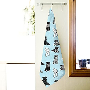 IconSymbol Cartoon Schnauzers Hand Towels Ultra Soft Highly Absorbent Bathroom Towel， Multipurpose Kitchen Dish Guest Towel for Gym, Hotel, Spa and Home Decor(27.5 x 15.7 in)