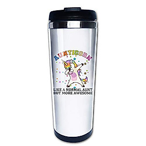 Funny Unicorn Mug For Aunt Birthday Christmas Holiday , Aunticorn Travel Mug Tumbler With Lids Coffee Cup Vacuum Insulated Stainless Steel Water Bottle 15 oz