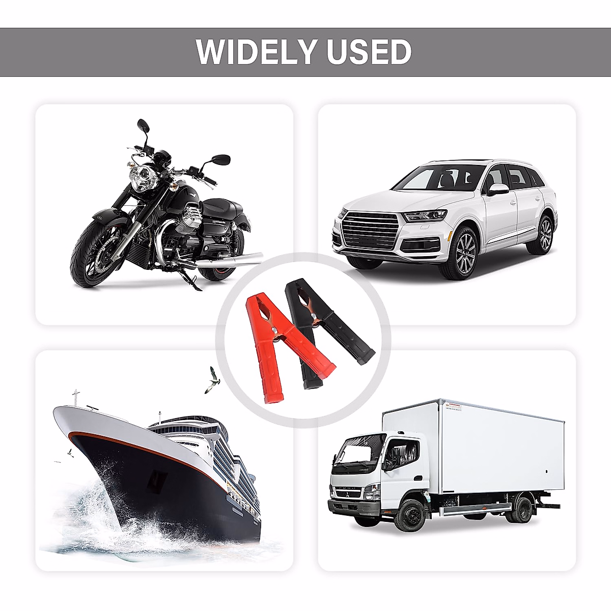 2PCS Car Alligator Clips Electrical Battery Clamps,Pure Copper Heavy Duty Jumper Cables Clamp with Rubber Insulating Handle,Universal Battery Clips for 12-36V Car Truck SUV RV