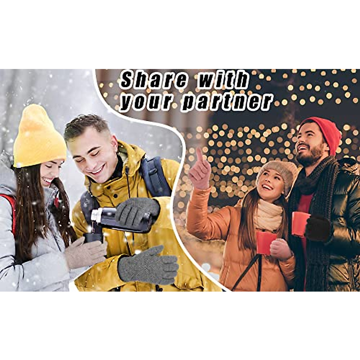 REACH STAR Winter gloves for women, 3-Finger Touch screen Dual-Layer Cashmere Elastic Thermal knit Lining, Warm Gloves for Cold weather,Running,Driving(Black)