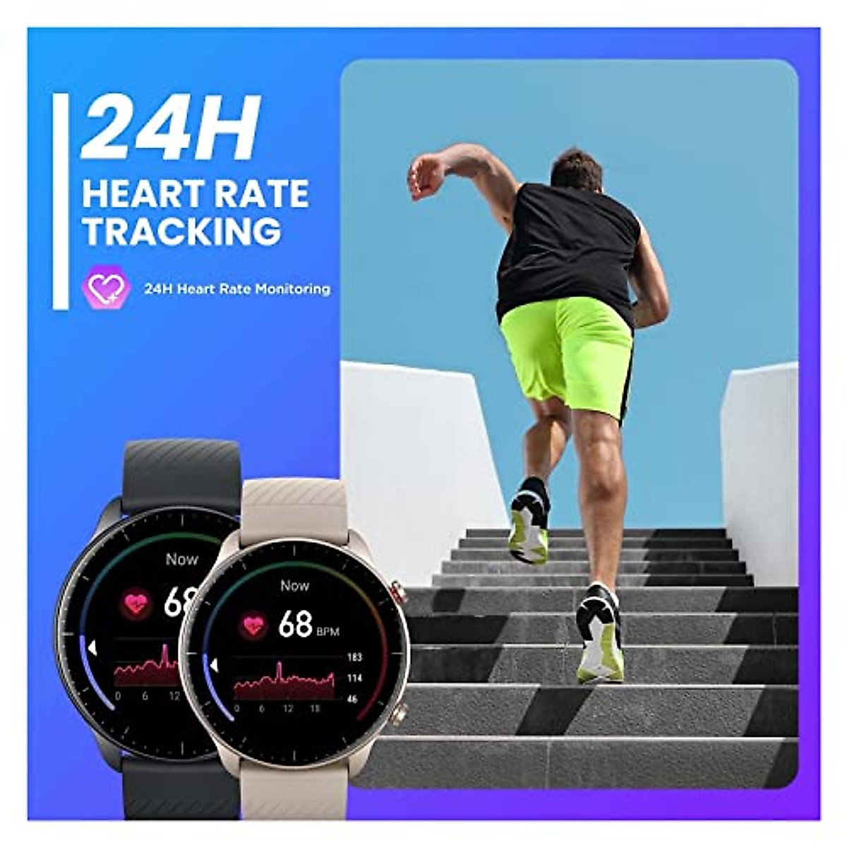 JAITEA [New Version GTR 2 New Version Smartwatch Alexa Built-in Ultra-Long Battery Life Smart Watch for Android iOS Men (Color : Black1, Size : GTR 2 New Version)