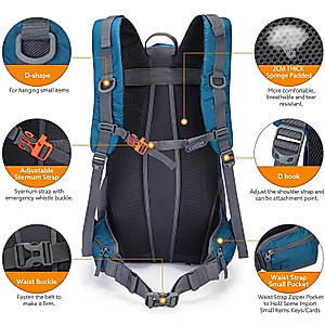 G4Free 45L Hiking Travel Backpack Waterproof with Rain Cover, Outdoor Camping Daypack for Men Women(Grey Blue)