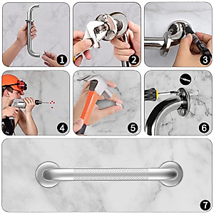 2 Pack 18 Inch Grab Bars for Bathtubs and Showers, Anti Slip Shower Grab Bars Stainless Steel Shower Handle Handicap Elderly Senior Assist Bathroom Saft Handle