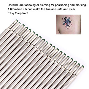 Temporary Tattoo Marker, 20pcs / Box Tattoo Skin Marker Pen Cores, Microblading Marking Pen Refill Accessory, Professional Body Art Pens and Eyeliner (green)