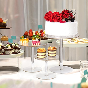 KVMORZE Acrylic Cake Stand, Clear Round Cupcake Stands for Dessert Table, Dessert Cupcake Pastry Candy Display Riser for Wedding, Event, Party, Cake Holder for Cupcake Dessert Cake Pizza (7.8in)