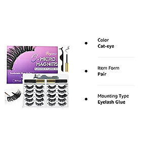 Royaomis 10 Pairs Cat-Eye Magnetic Lashes With Eyeliner Natural Looking, 3D Magnetic Eyelashes Natural Look With Eyeliner, Fake Eyelashes Magnetic, Eye Lashes Pack Natural Magnetic Eyelashes