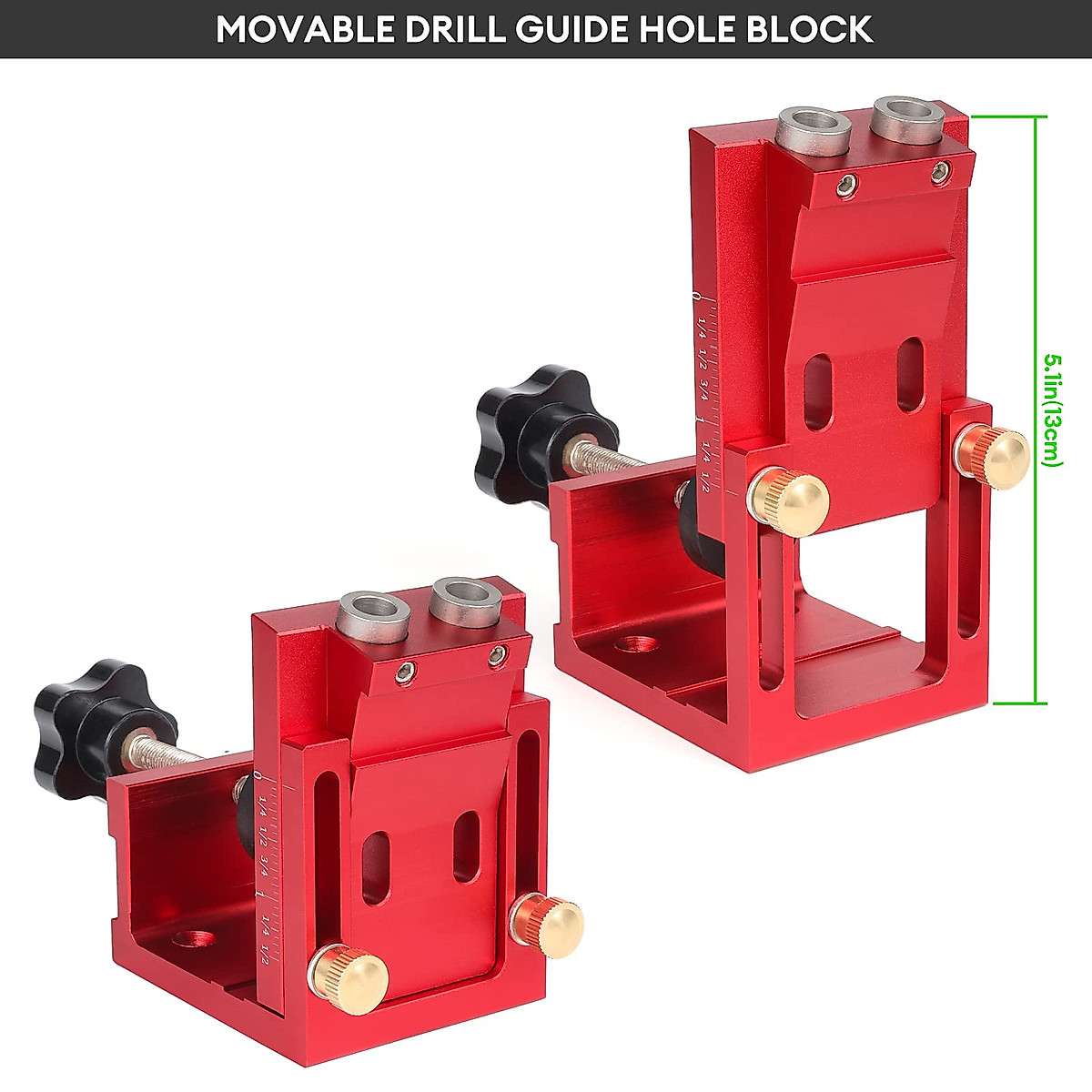 Newruiheng Pocket Hole Jig Tool Kit for Carpentry, Pocket Hole Drill Guide Jig Set for 15° Angled Holes, Portable Wood Pocket Hole Screw Clamp System for Woodworking (Red)