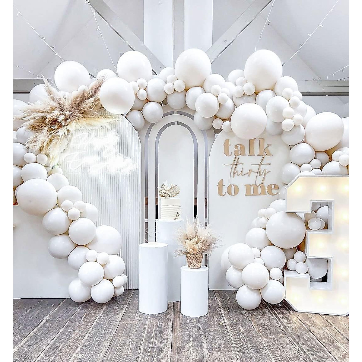 Double Stuffed White Balloon Garland - Pastel White Balloons Different Sizes 18/12/5 Inch Matte Latex Arch For Baby Shower Birthday Bridal Shower Wedding Party Decorations