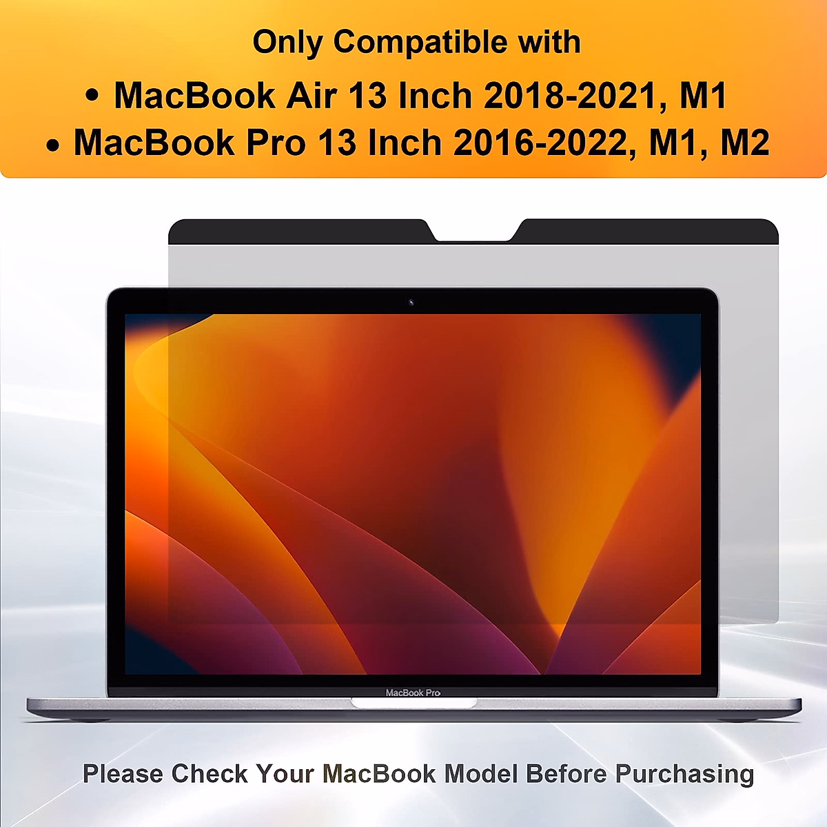 Magnetic Privacy Screen MacBook Air 13 Inch(2018-2021, M1), Removable Anti Blue Light Glare Filter Screen Protector with Camera Cover for Mac air 13''