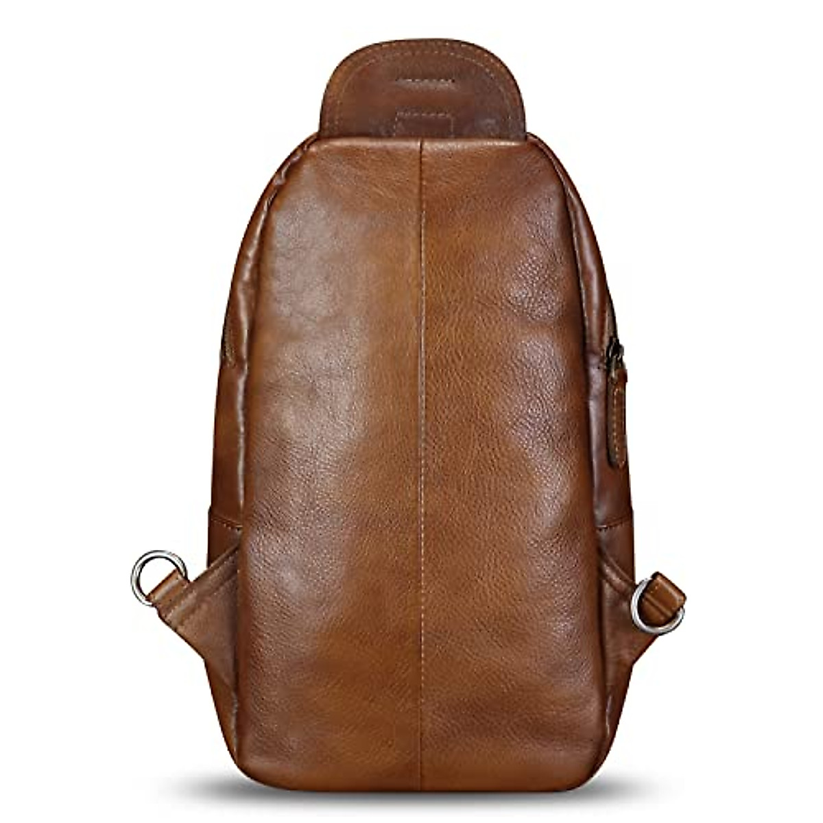 FEIGITOR Genuine Leather Sling Bag for Men Sling Backpack Handmade Retro Crossbody Purse Hiking Daypack Chest Shoulder Fanny Pack (Brown)