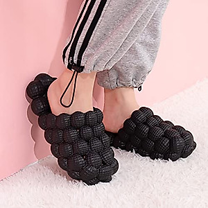 ASONGMAKE Womens Massager Slippers,Funny Bubble Unisex Super Soft Sandals Mens Breathable Beach Slides,Bath Shower Slippers Bedroom Spa House Sandals Black41-42