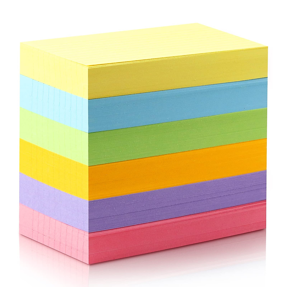 Tecmisse 1200 PCS Ruled Index Cards, 3x5 Inches Colorful Index Cards, Heavy Note Cards, Study Cards for School, Learning, Memo Scratch Pad, 6 Colors
