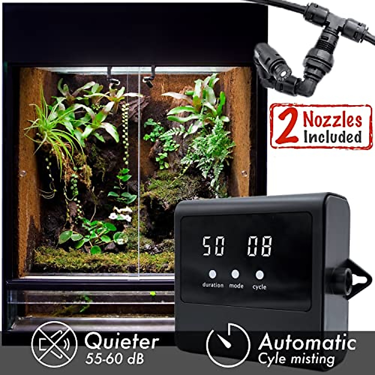 MrReptile Reptile Mister Humidifier, Automatic Mister for Reptiles、Indoor Plants, Upgrade MS100 Mister, Reptile Misting System