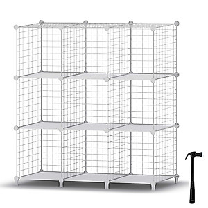 HOMIDEC Wire Cube Storage, Storage Shelves 9 Cube Bookshelf Bookcase Closet Organizer and Storage, Wire Storage Shelves Multi-Use DIY Storage Cube Shelf for Books, Toys, Clothes, Tools
