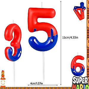 FUNCANDLE Red Blue 6th Birthday Candles Number 6 Candle Cake Topper,Hot Cartoon Game Characters Themed Happy 6th Birthday Cake Perfect Party Decorations for Boys Girls Kids Party Supplies