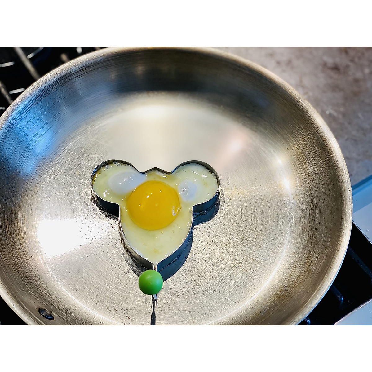 Unique Fried Egg Shaper, Omelette, Pancake, Scrambled Eggs DIY Mold Rings, Specialty Cooking Tool with Handle, Mold Non Stick Stainless Steel for Griddle Pan, Heart, Flower Shape Mickey-like 3Pcs/set