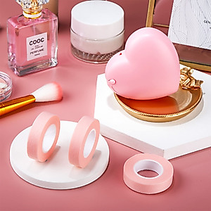 3 Pieces Eyelash Extension Tape Breathable Micropore Fabric Tape for Eyelash Extension Adhesive Pink Lash Tape with Heart-Shaped Tape Dispenser Cutter, 0.5 Inch Wide, 10 Yards Long of Each