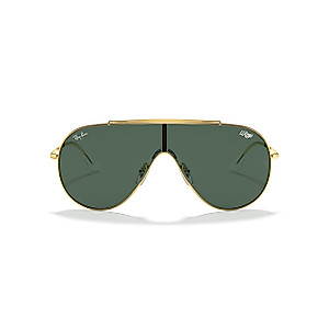 Ray-Ban RB3597 Wings Shield Sunglasses, Gold/Dark Green, 33 mm