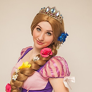 FUNLMO Rapunzel Crown Princess Crown Tangled Crown Rapunzel Tiara Rapunzel Costume Accessories for Women Halloween Cosplay Bridal Wedding Prom Birthday Gifts