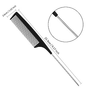 Patelai 3 Pieces Hair Styling Set - Fluffy Brush, Rat Tail Comb, and Triple Teasing Comb for Back Combing (Black)