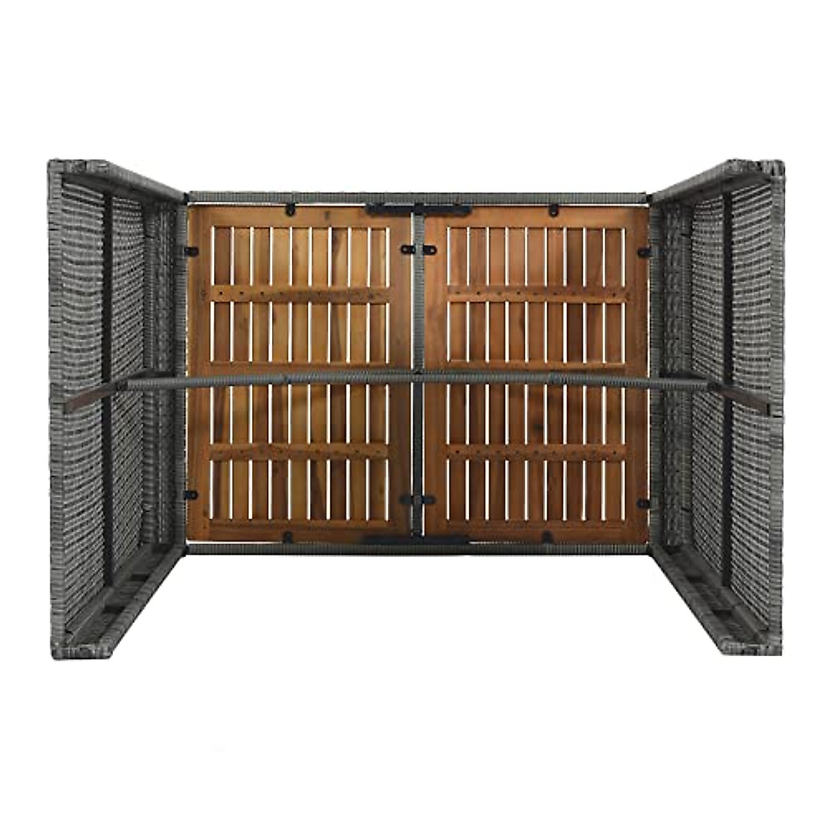 Quarte Modern 5-Piece Outdoor Patio Dining Set, Garden PE Rattan Wicker Bar Set, 4 Bar Height Chairs with Non-Slip Feet and Fixed Rope, Acacia Wood Table Top