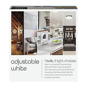 Feit Electric A19 LED Light Bulb, 100W Equivalent, Non-Dimmable, 5CCT, E26 Medium Base, 90 CRI, 1500 Lumens, Standard Light Bulb with Switch on Bulb, 13-Year Lifetime, OM100/5CCT/15KLED/2, 2 Pack