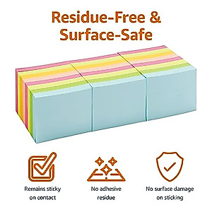 Amazon Basics Mini Sticky Notes, 1.5 x 2-Inch, Assorted Colors, 24-Pack