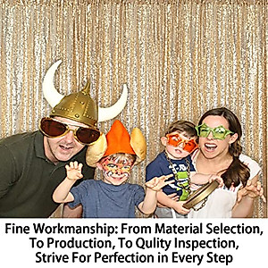 Sequin Curtains 2 Panels 4x10ft Light Gold Shimmer Fabric Window Wall Curtains Drapes Wedding Backdrop Gold Fabric Liner Glitter Curtain Drapes Photo Booth Background Christmas Party Backdrop