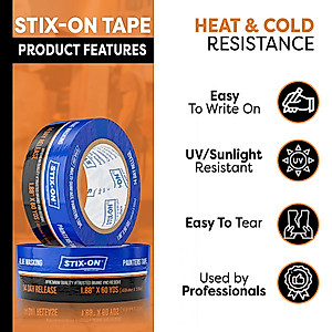 STIX-ON Painter’s Tape – 2 inch/ 1.88 inch x 60 yds Masking Tape Rolls – Paint Tap for Wall, Trim, Glass, Metal – Fine Line Tape for Precise Lines, Edges – Residue-Free Blue Painters Tape-Single Roll
